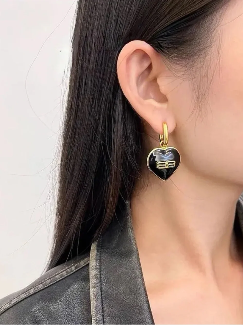 Balenciaga | Jewelry | Balenciaga Bb Icon Heart Earrings In Blackgold ...